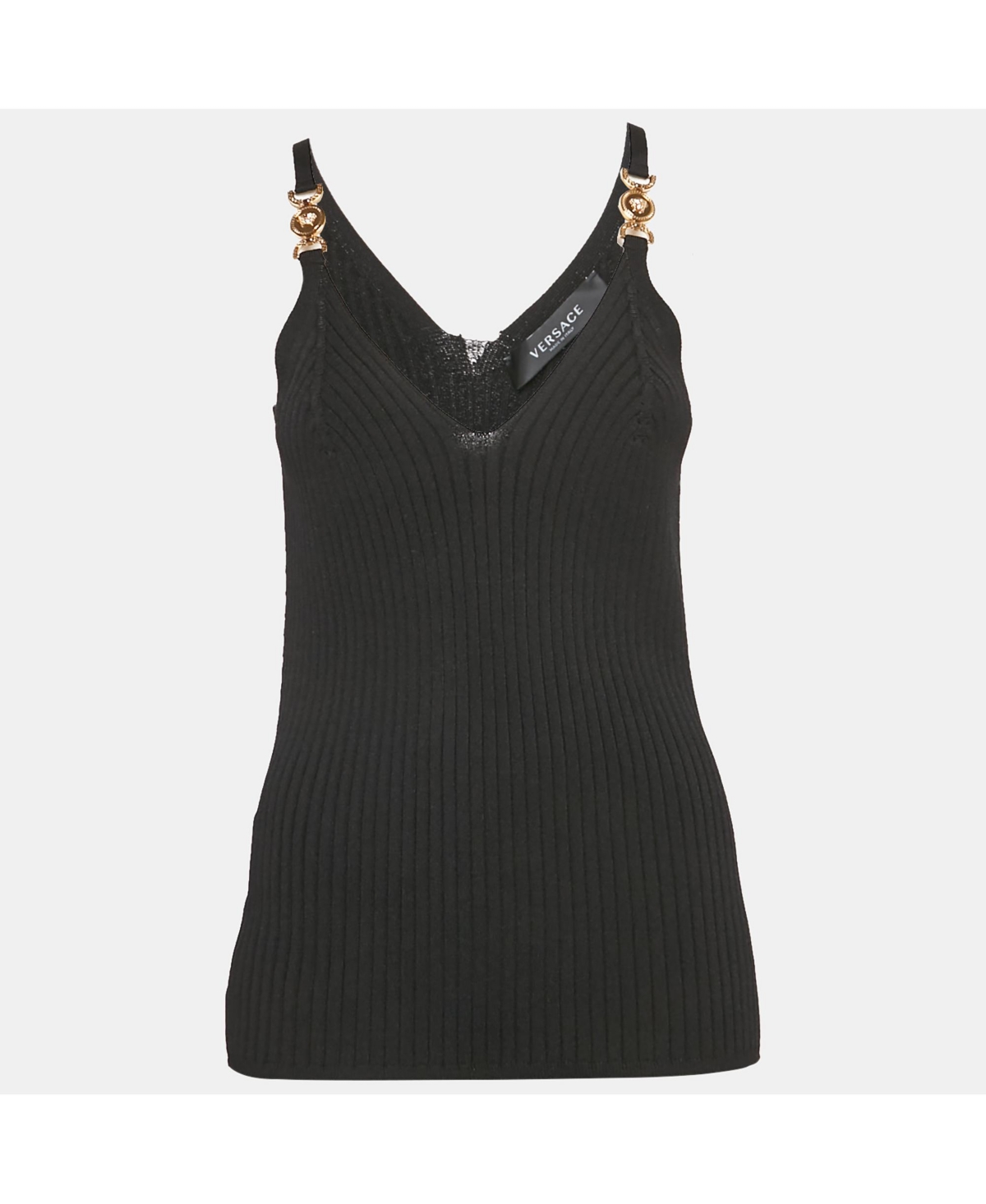 Click here for Pre-Owned Versace Womens Black Rib Knit Medusa Det... prices