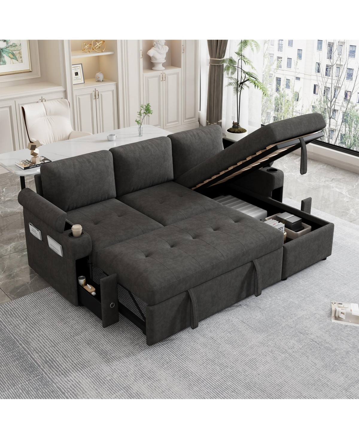 Click here for Boyel Living 83.5 L-Shaped Convertible Sofa Couch... prices