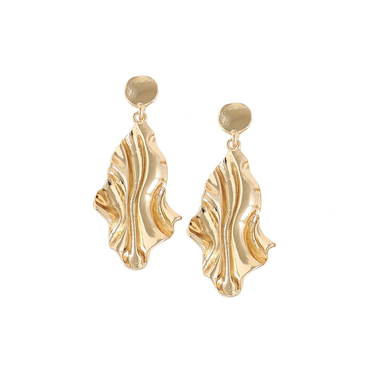 Click here for Sohi Womens Gold Metallic Ripple Drop Earrings - G... prices