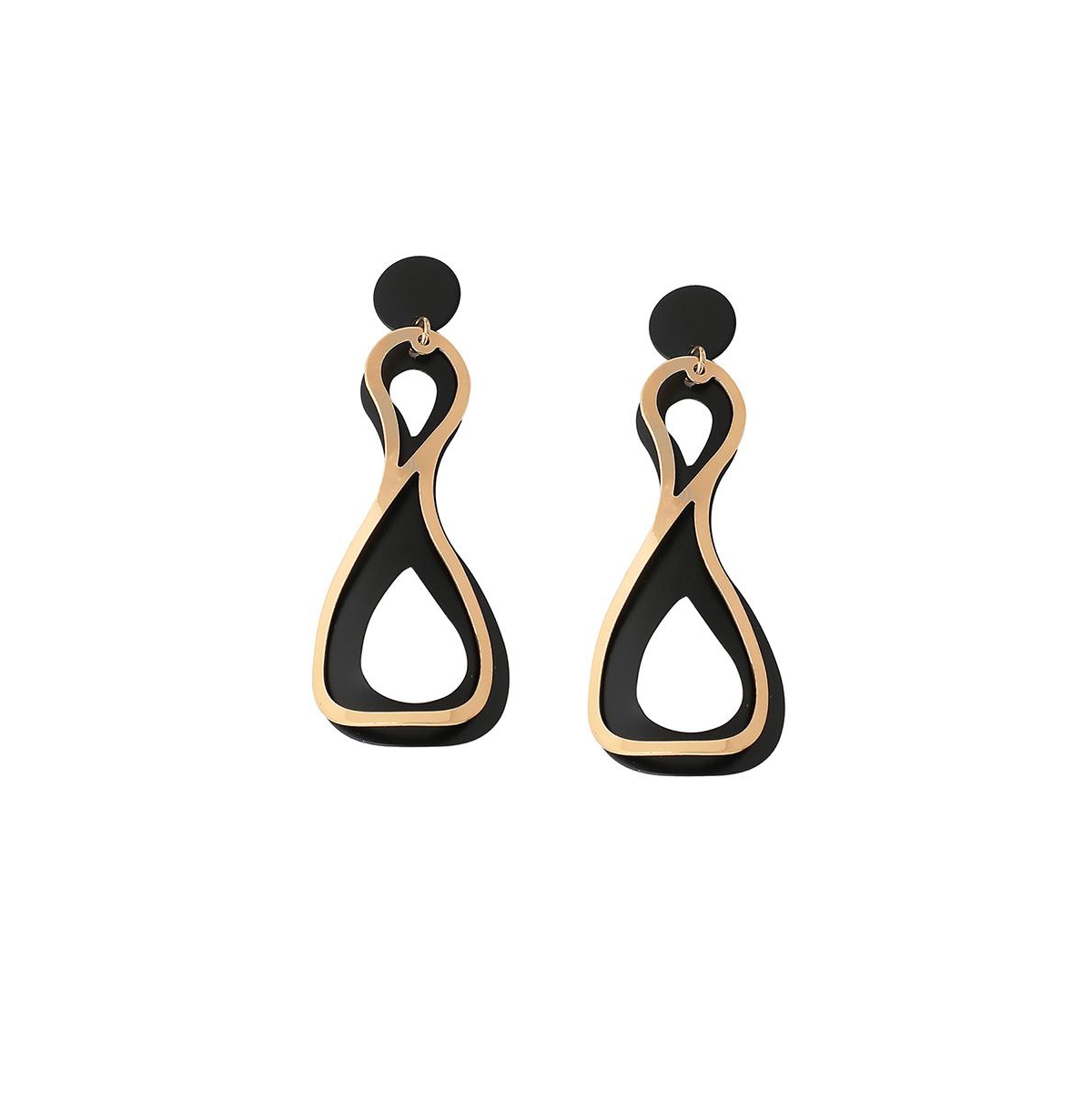 Click here for Sohi Womens Gold Block Drop Earrings - Black prices