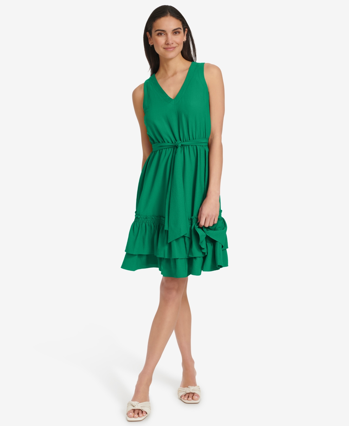 Click here for Calvin Klein Womens V-Neck Short Dress - Meadow prices