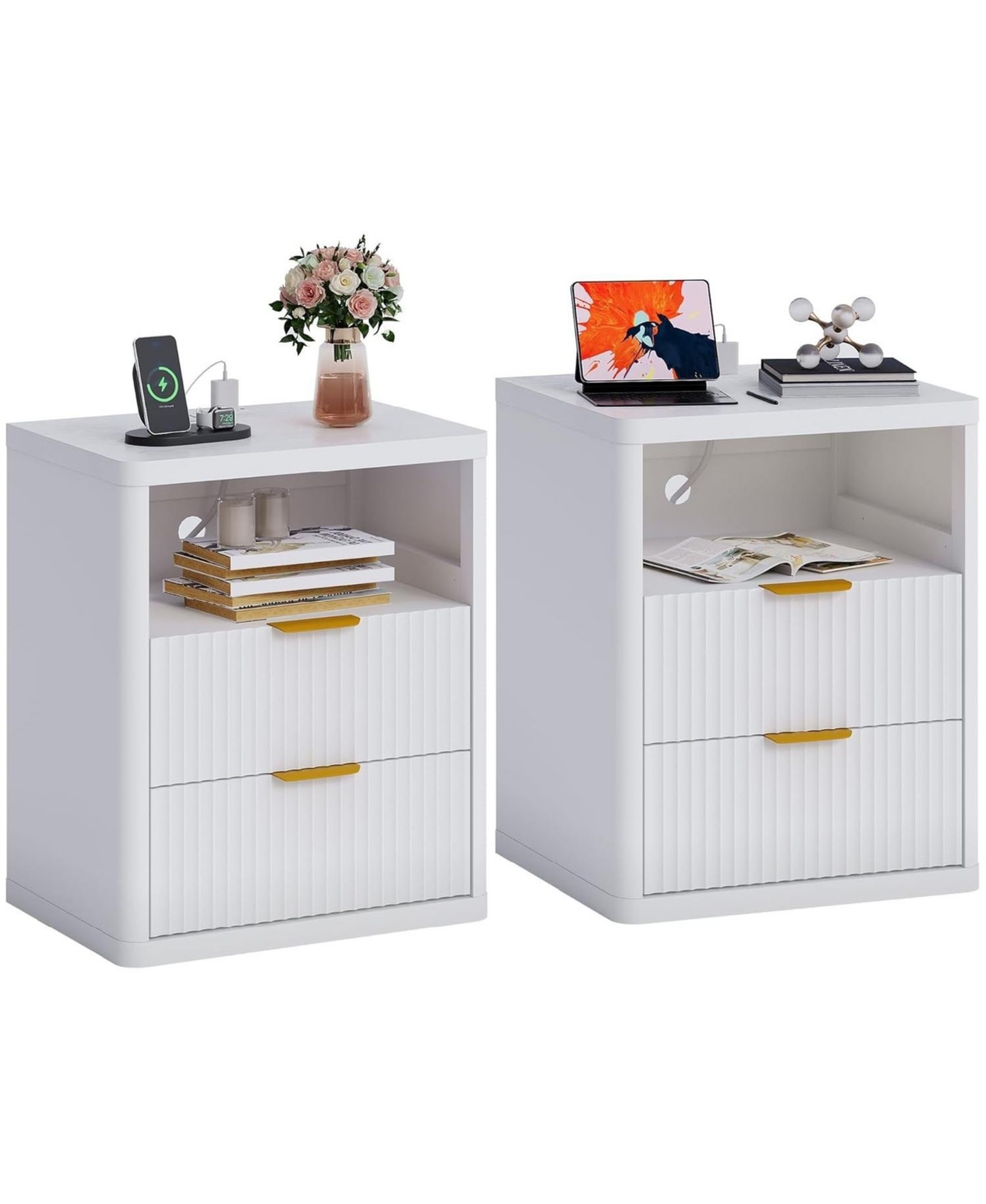 Click here for gaomon Fluted Nightstand Set of 2  Bedside Table B... prices