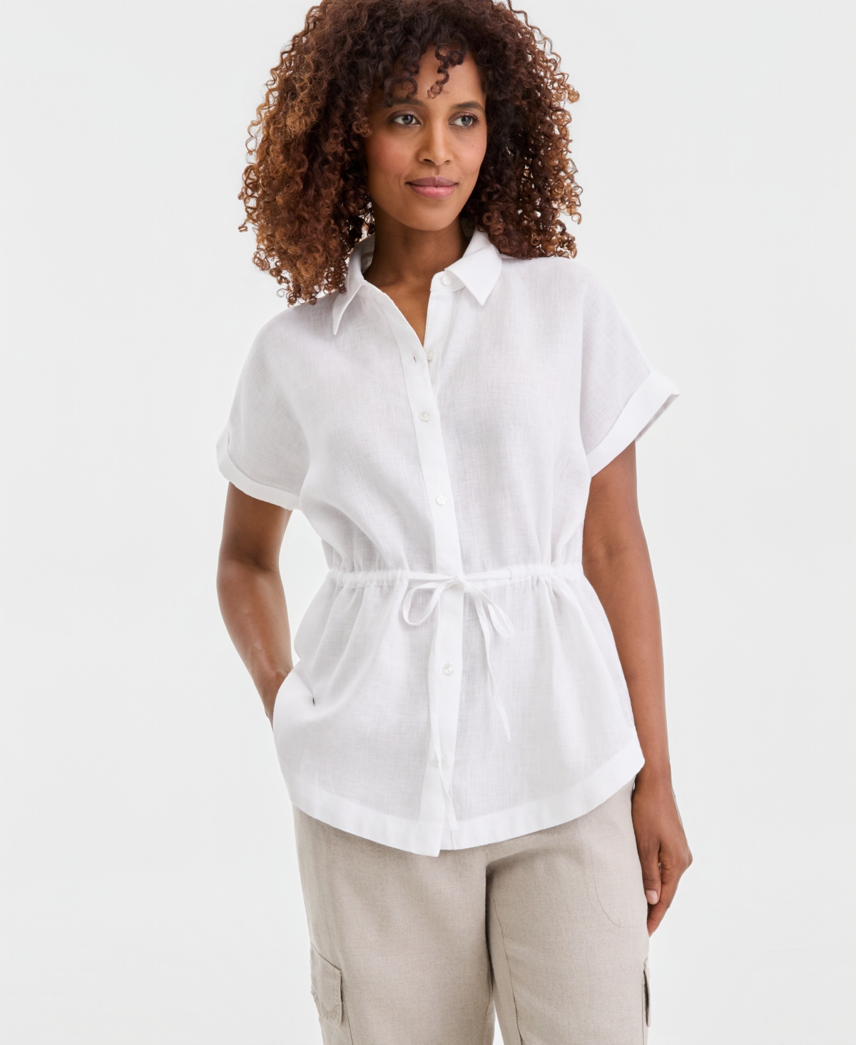 Click here for Charter Club Womens 100 Linen Printed Drawstring-W... prices