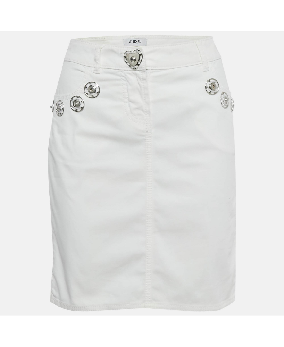 Click here for Pre-Owned Moschino Womens Jeans White Denim Button... prices