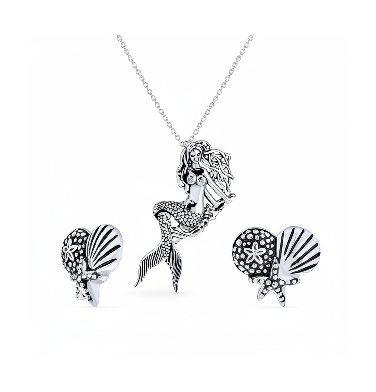 Click here for Bling Jewelry Nautical Mermaid Pendant Necklace wi... prices