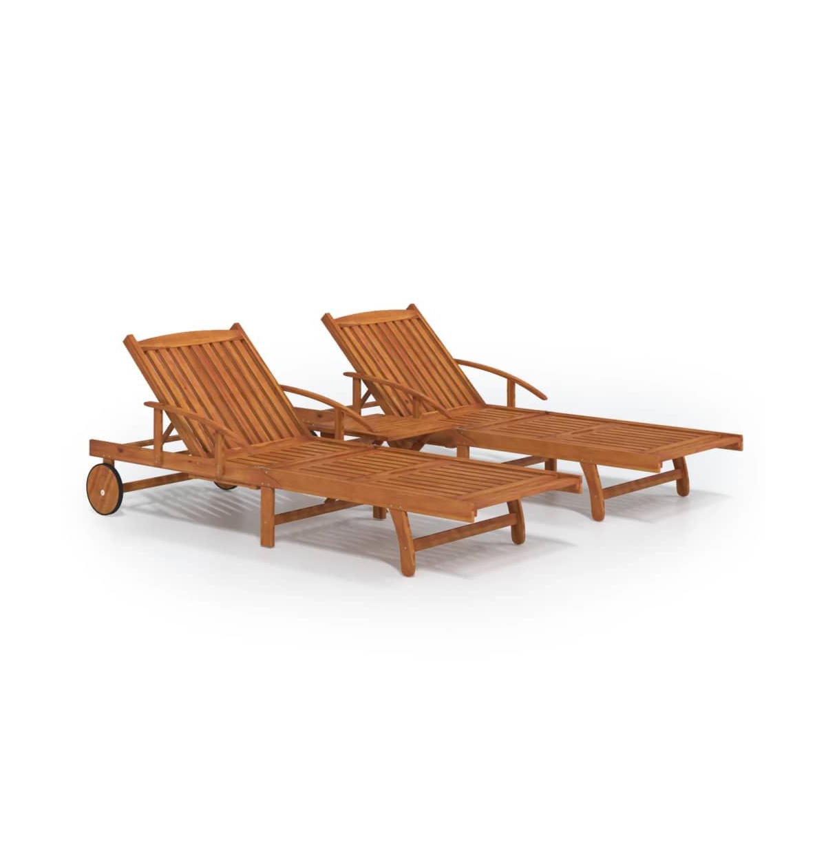 Click here for vidaXL Sunlounger With Table Wood Grain Solid Acac... prices