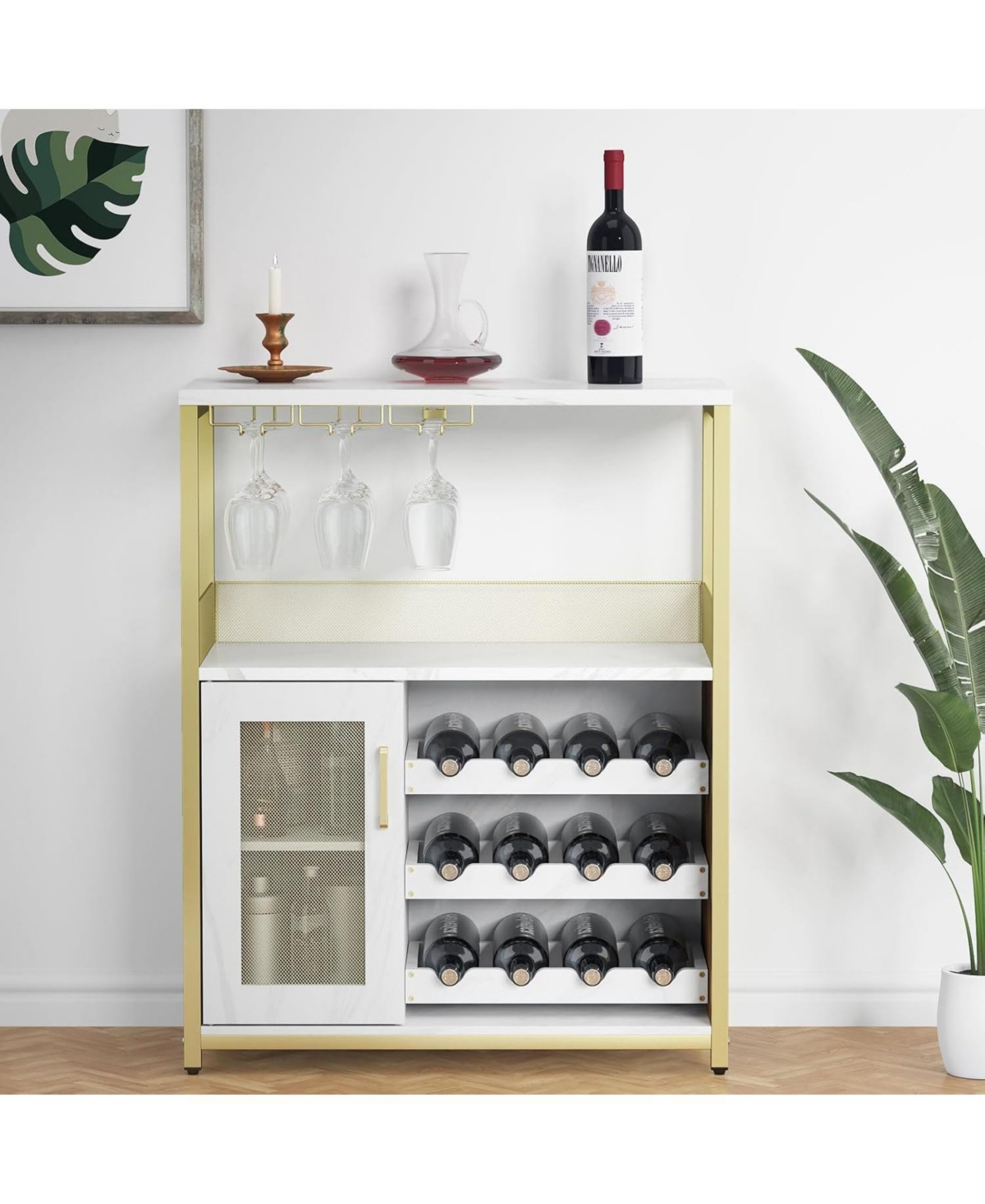 Click here for Gaomon Wine Bar Cabinet with Drawer  Shelves  Glas... prices