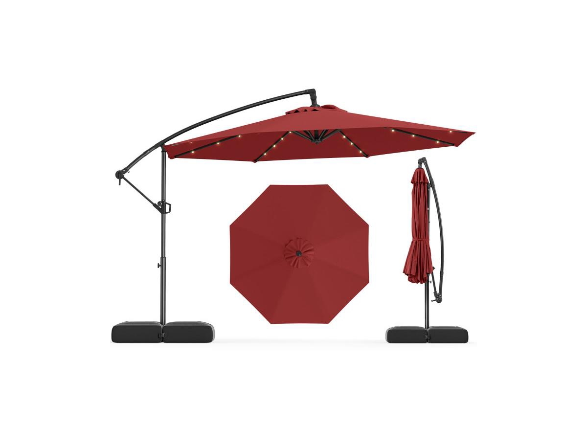 Click here for Slickblue-Solar Offset Patio Umbrella with Base an... prices