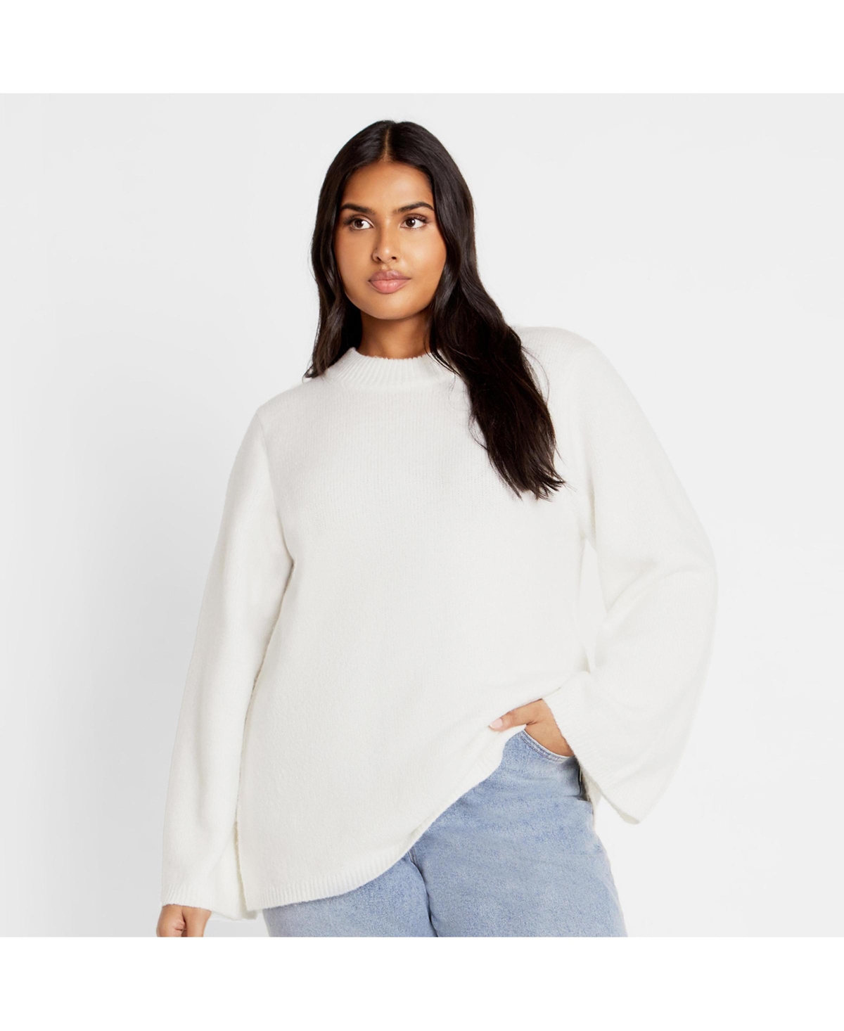 Click here for City Chic Womens Bow Back Sweater - Ivory prices