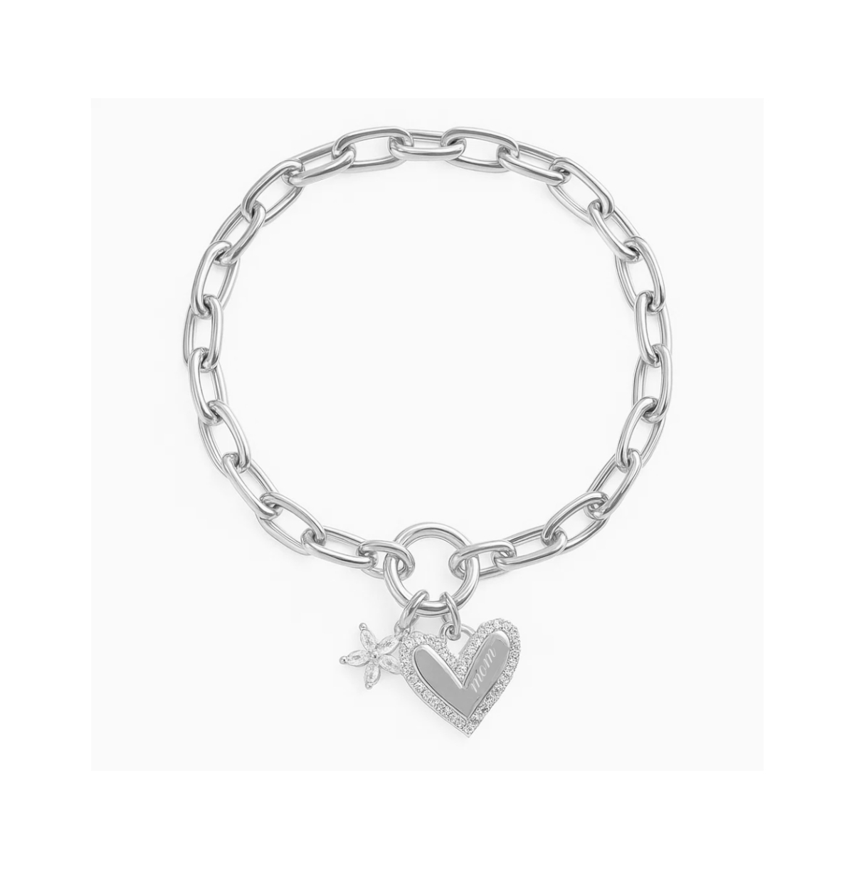 Click here for Hollywood Sensation Bloom Mom Heart Bracelet - Sil... prices