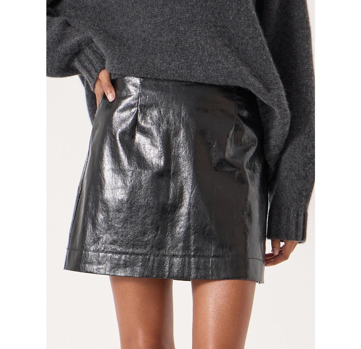 Click here for Hush Womens Crackle Patent Mini Skirt - Black prices