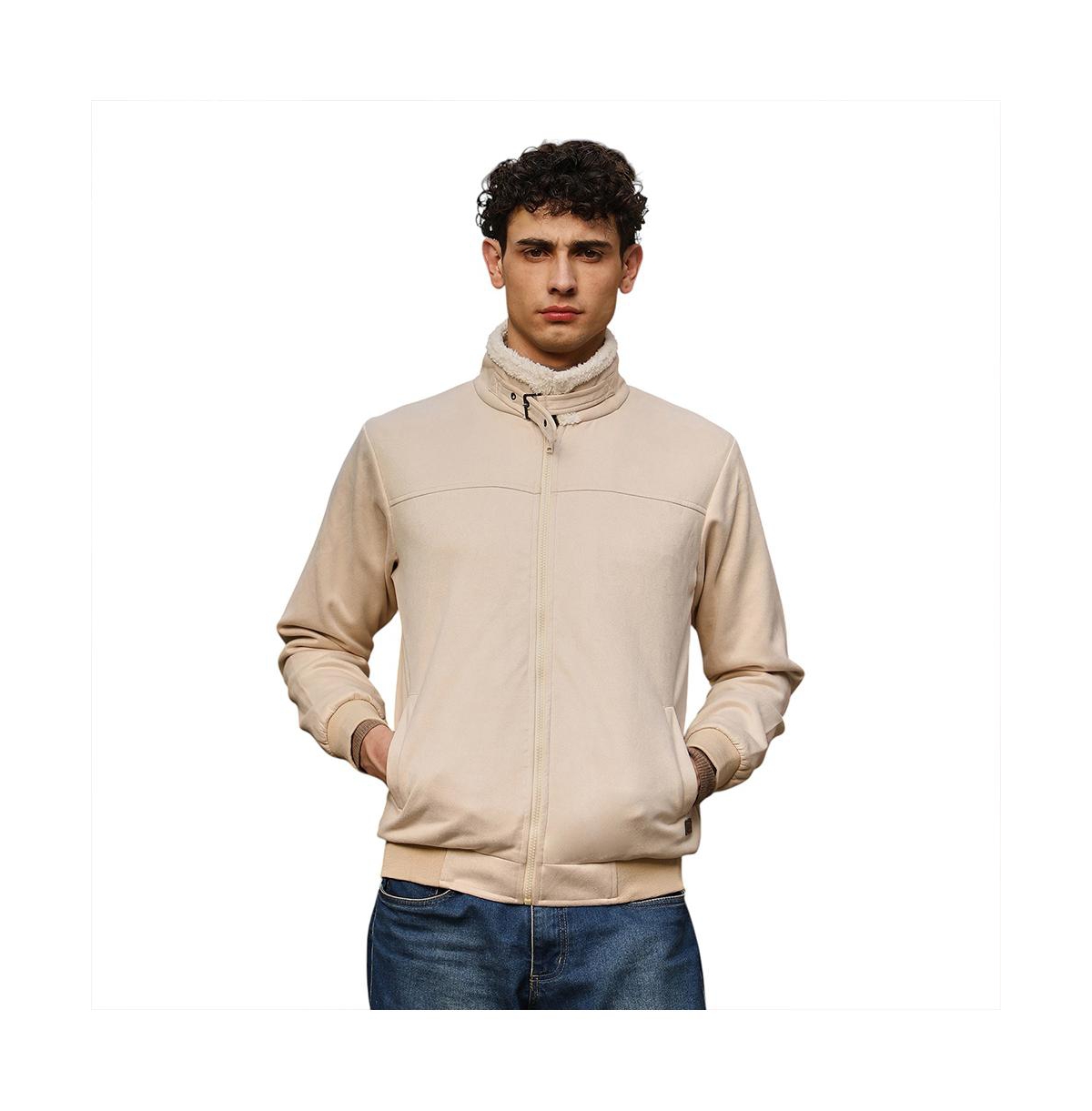 Click here for Campus Sutra Mens Cream White Contrast Sherpa-Line... prices