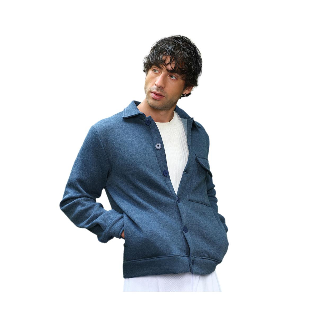 Click here for Campus Sutra Mens Aegean Blue Utility-Knit Jacket... prices