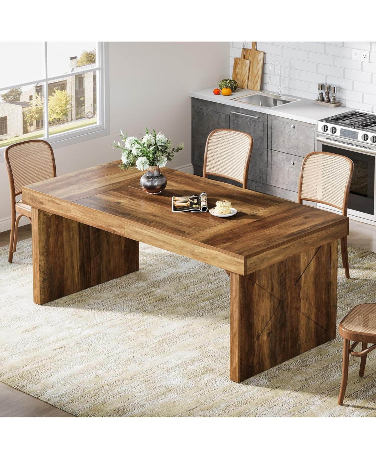 Click here for Tribesigns 63" Rustic Wooden Dining Table for... prices