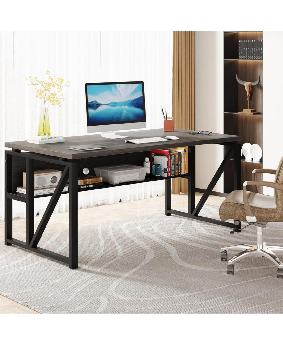 Click here for Tribesigns 55 inches Computer Desk with Bottom Sto... prices