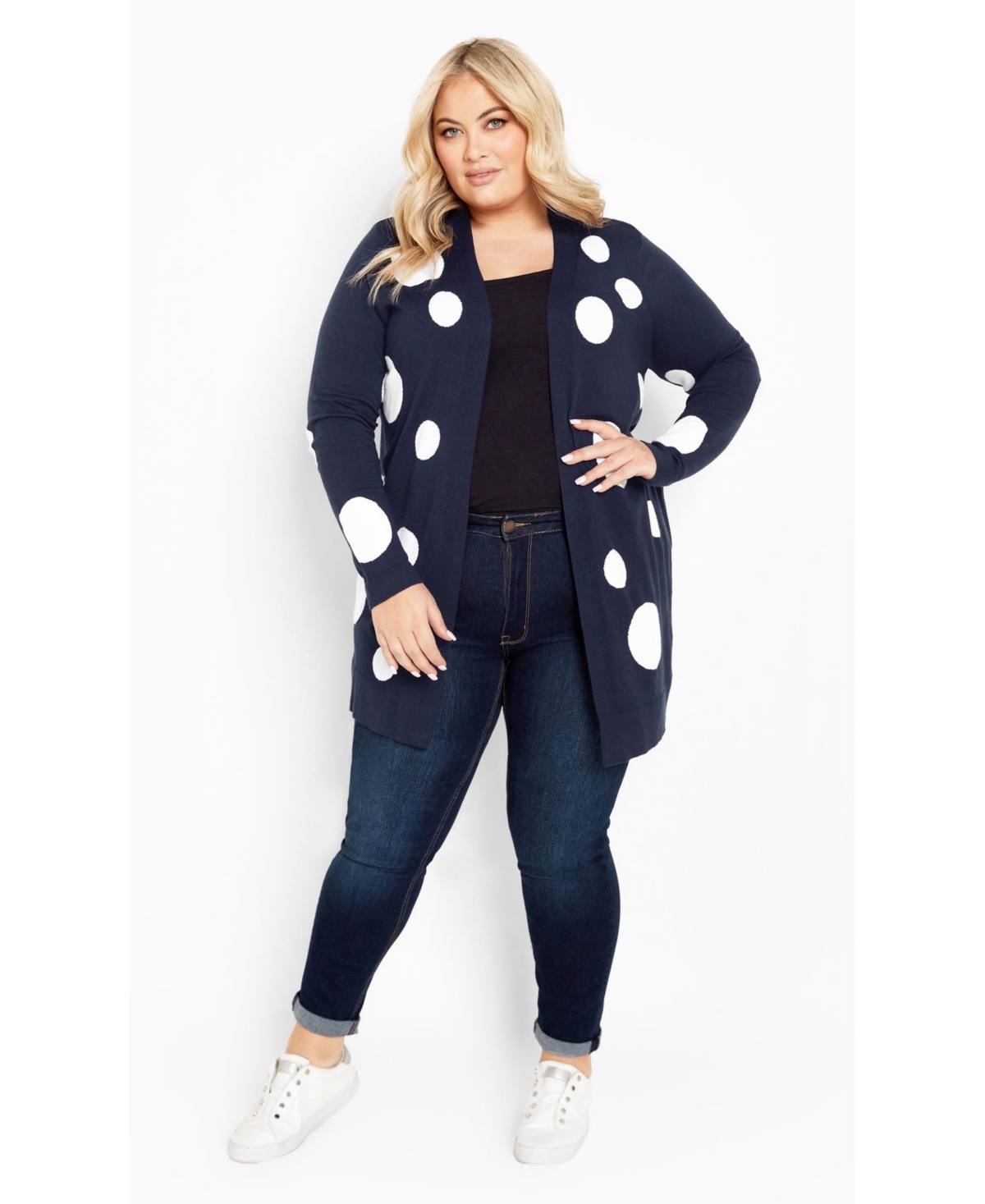 Click here for Avenue Womens Plus Size Spot It Cardigan - Navy prices