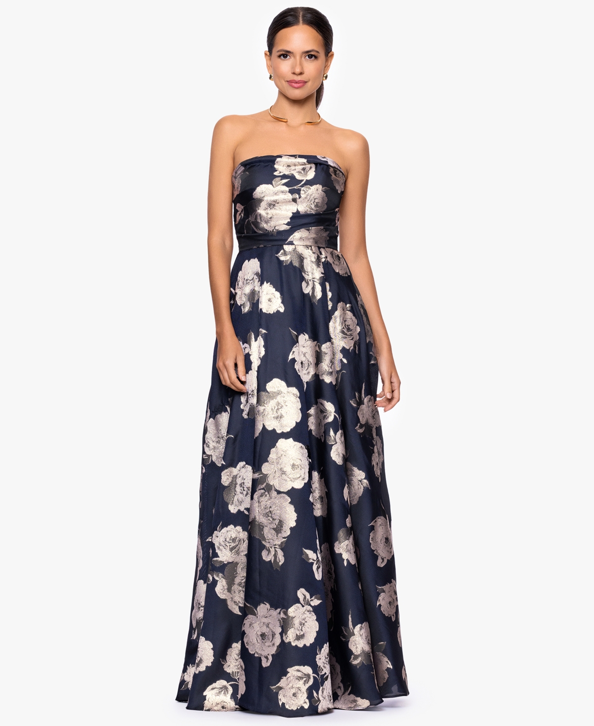 Click here for Betsy & Adam Petite Strapless A-Line Long Dress -... prices