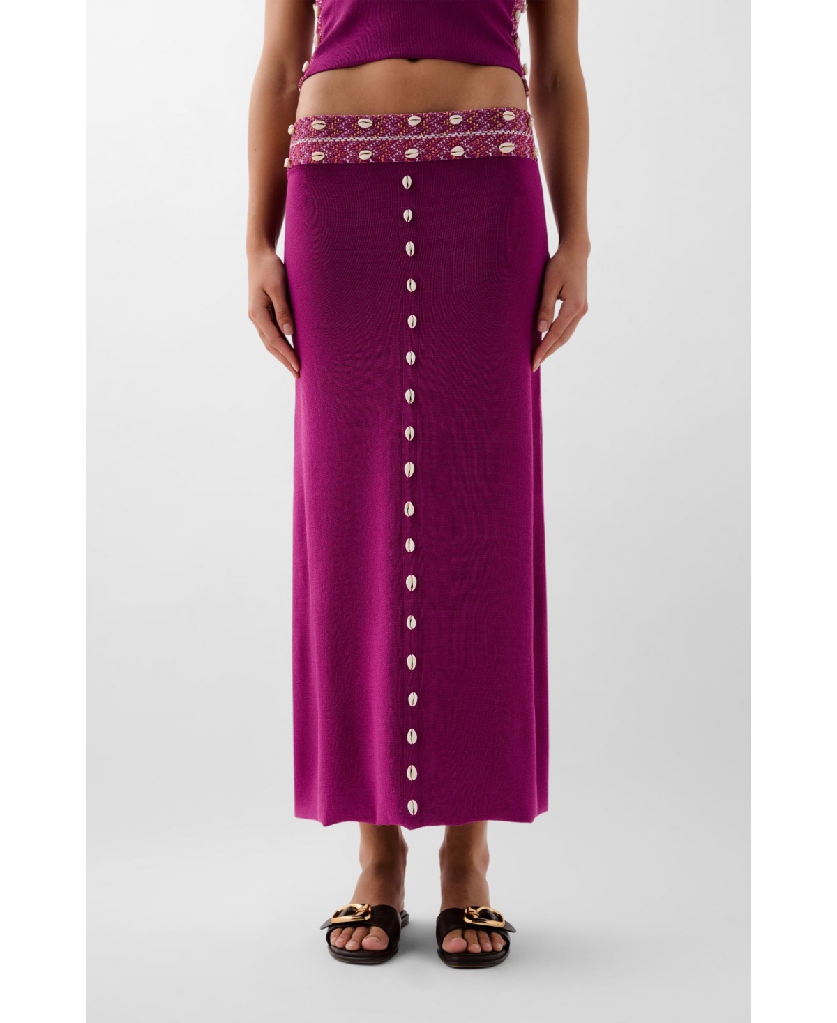 Click here for Scalpers Womens Shell Knit Skirt - Purple prices