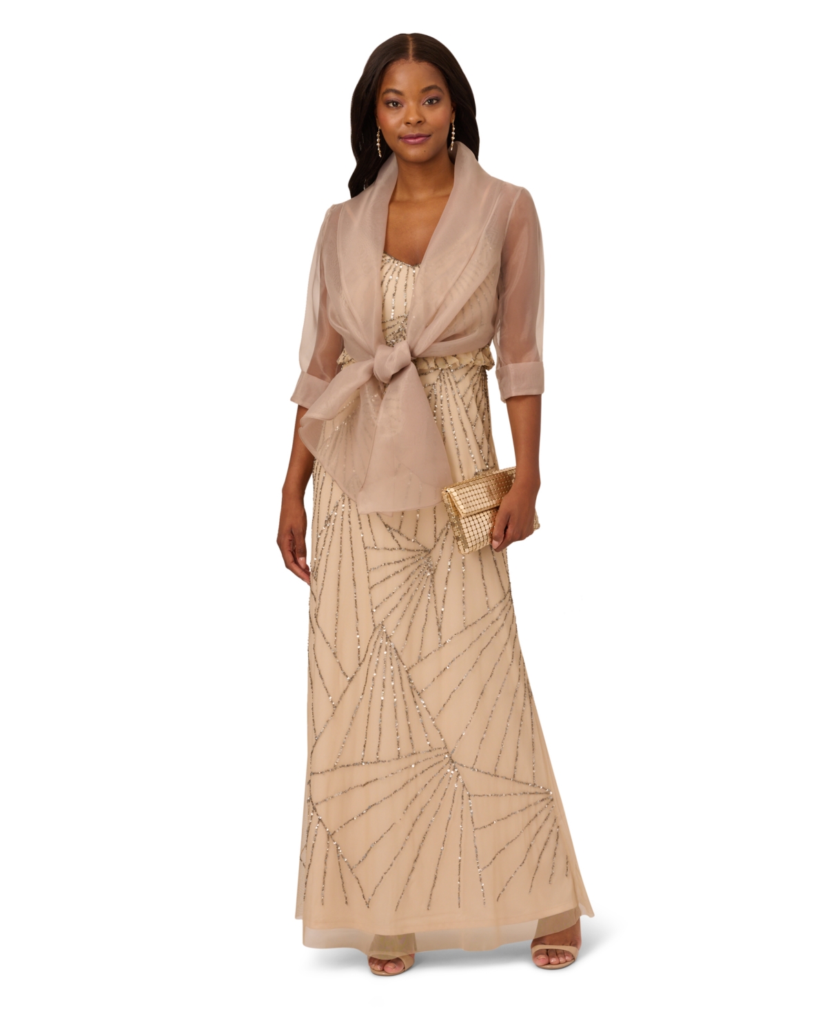 Click here for Adrianna Papell Organza Wrap Jacket - Champagne prices