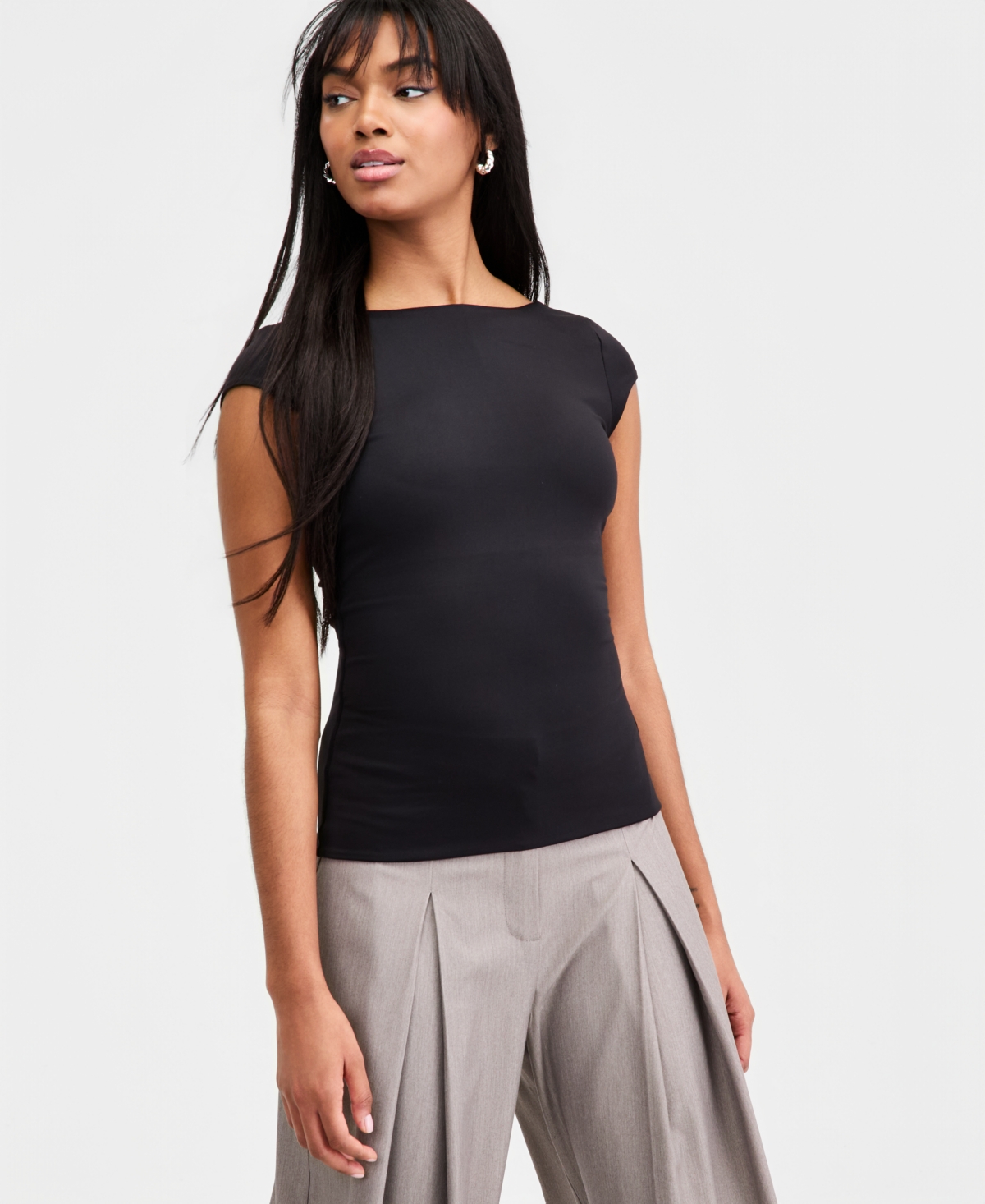 Click here for Bar Iii Womens Shelf-Bra Cap-Sleeve Top  Macys Exc... prices