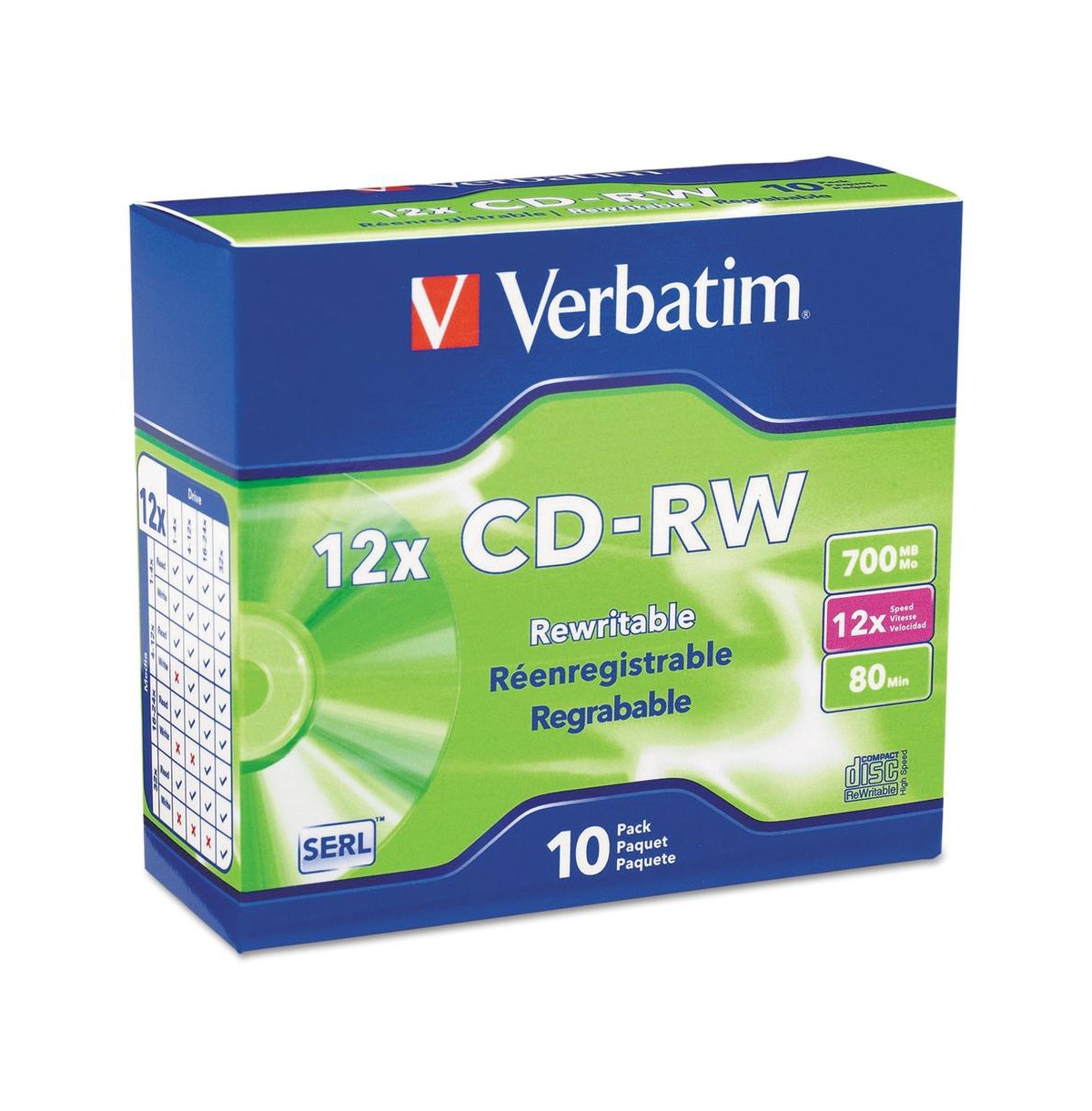 Click here for Verbatim 95156 700 Mb/80 min 12x Slim Jewel Case C... prices