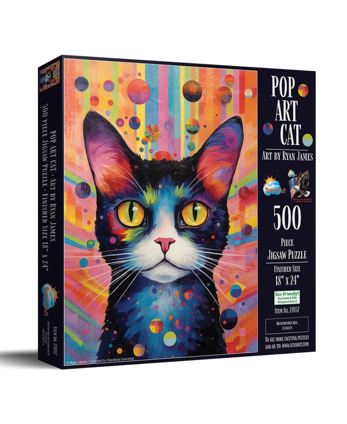 Click here for SunsOut Pop Art Cat 500 piece Jigsaw Puzzle for Ad... prices