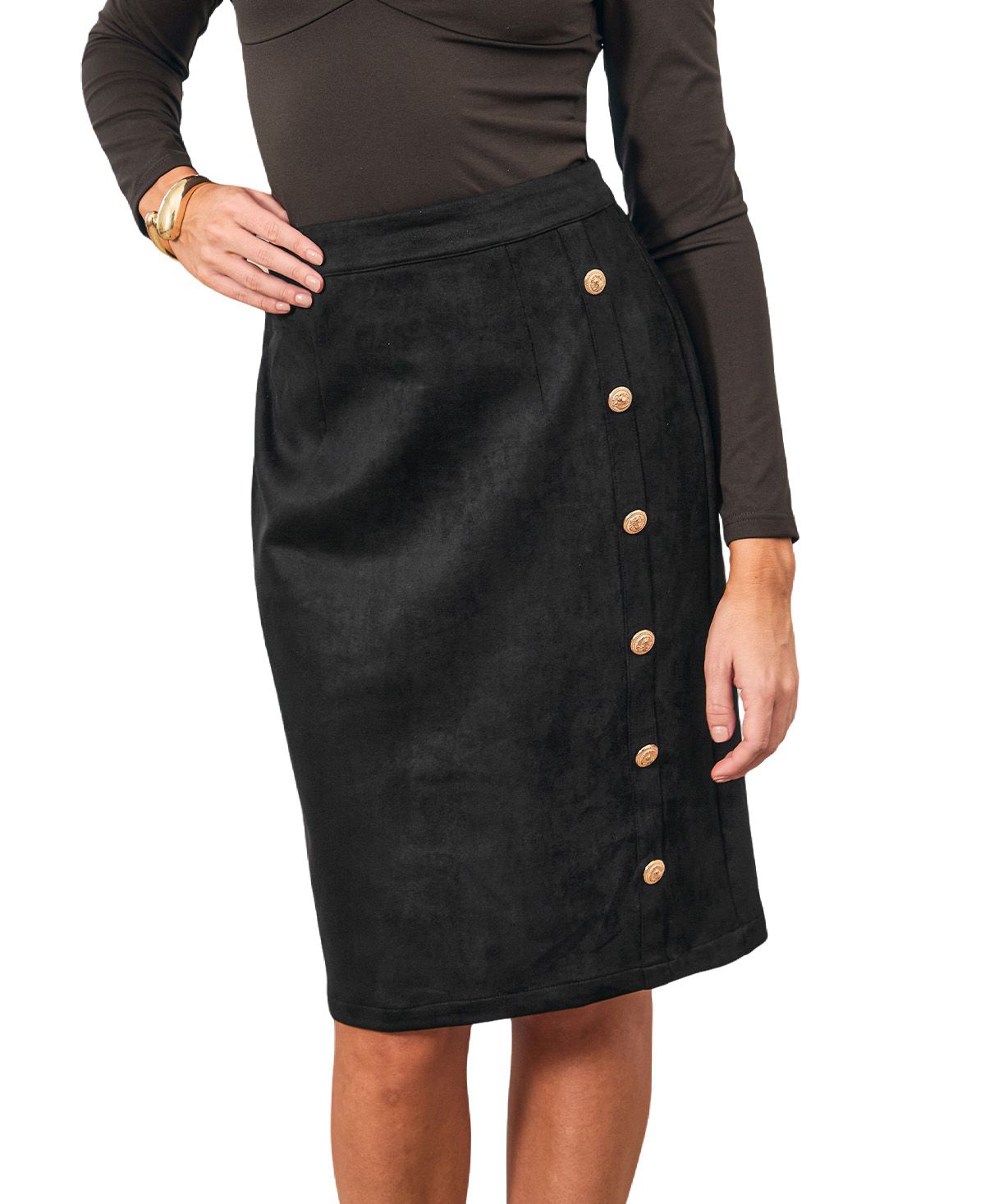 Click here for Cupshe Womens Magnetic Black Midi Skirt - Black prices