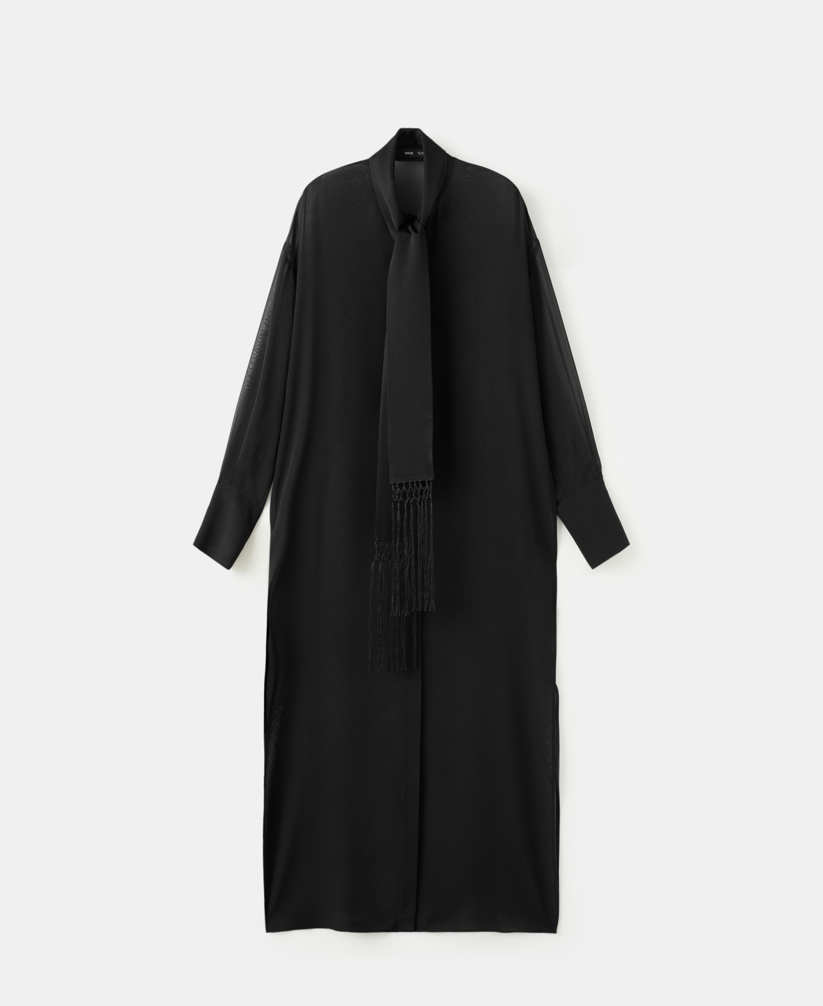 Click here for Mango Womens Foulard Long Silk Shirt - Black prices