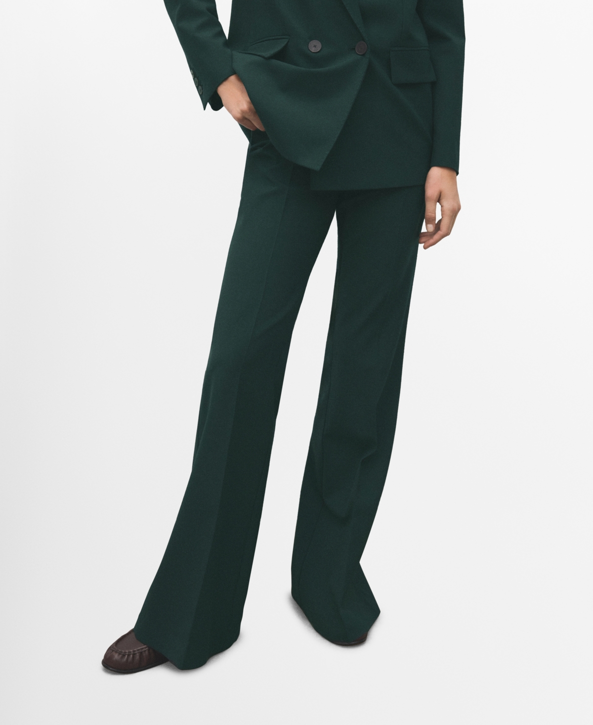 Click here for Mango Womens Flared Suit Pants - Green prices