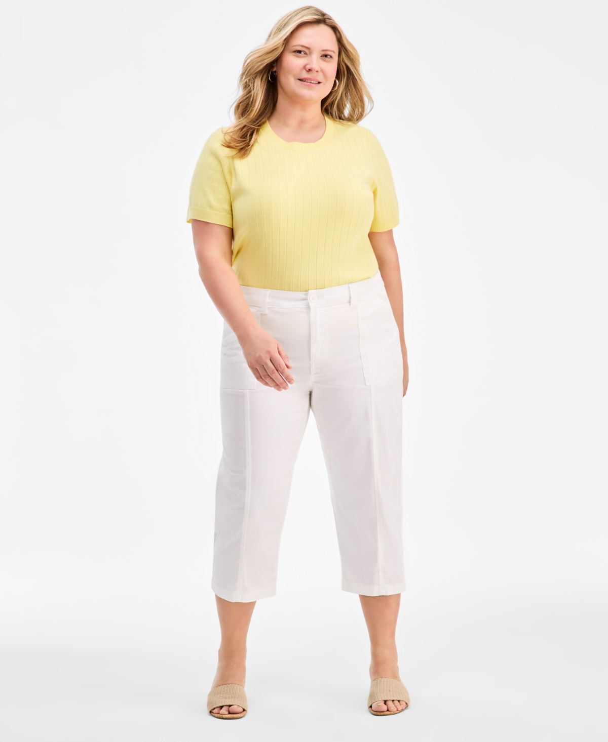 Click here for Style & Co Plus Size Seam Utility Capri Pants  Mac... prices