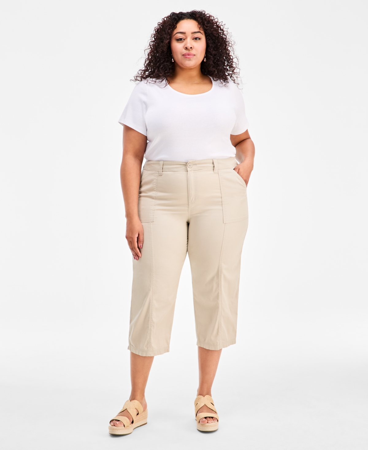 Click here for Style & Co Plus Size Seam Utility Capri Pants  Mac... prices