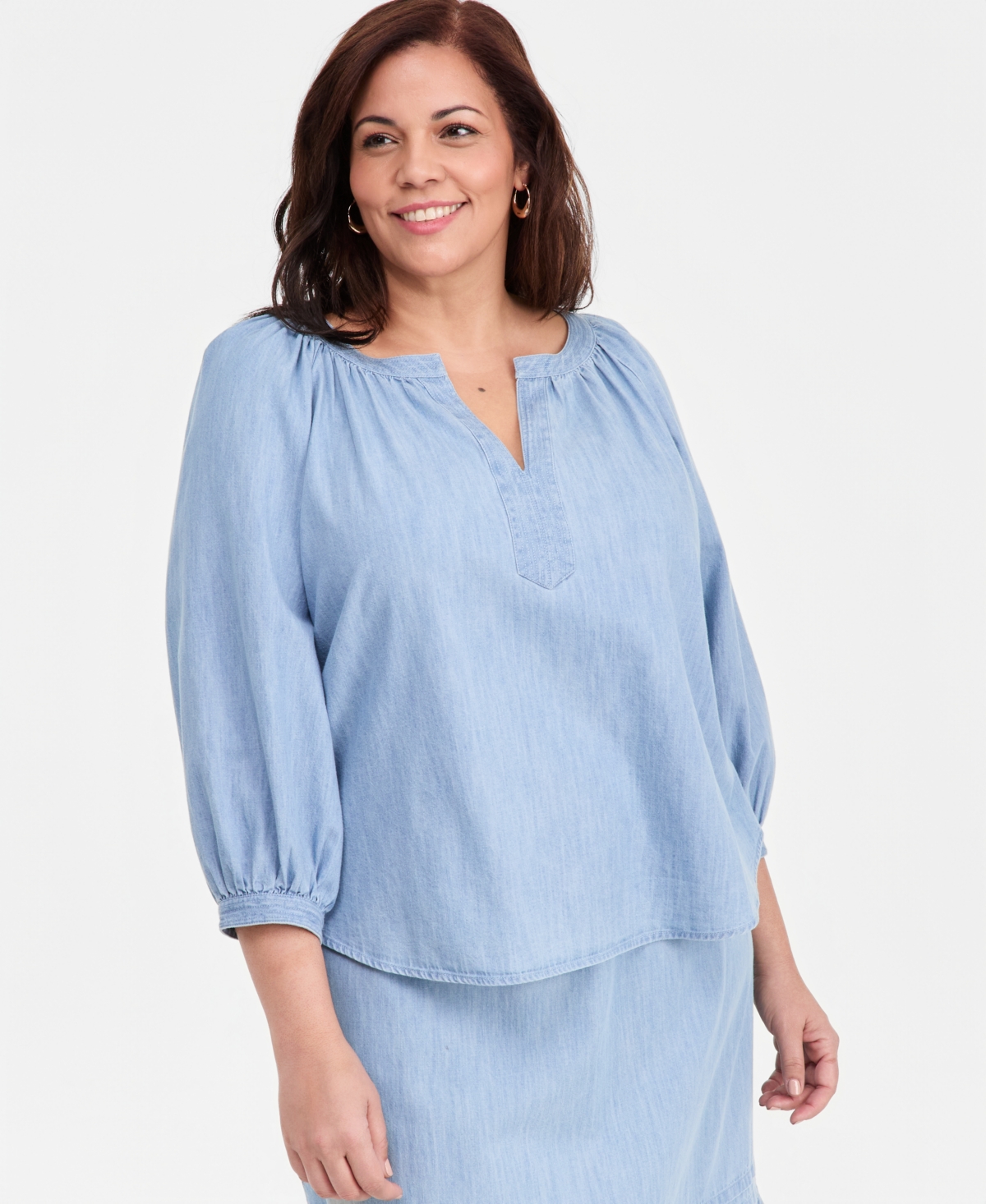 Click here for Style & Co Plus Size Cotton Trapunto-Stitch Top  M... prices