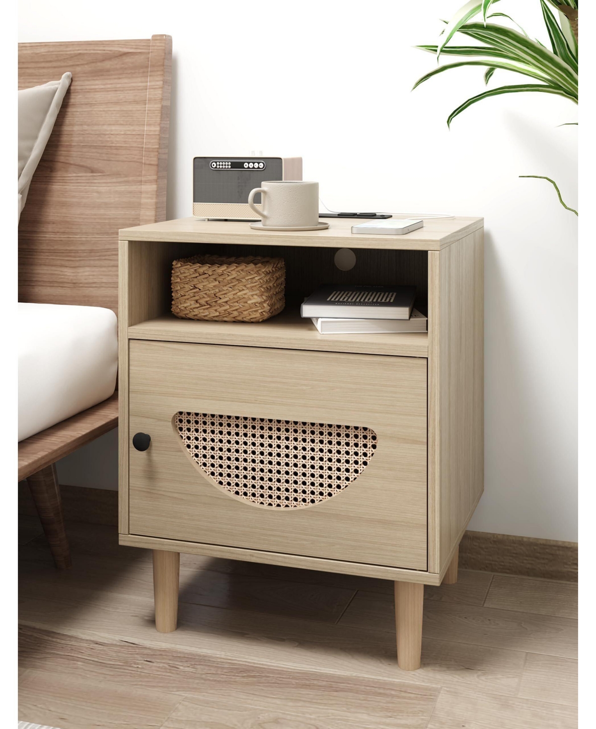 Click here for Gaomon 2-Tier Rattan Nightstand with Charging Stat... prices