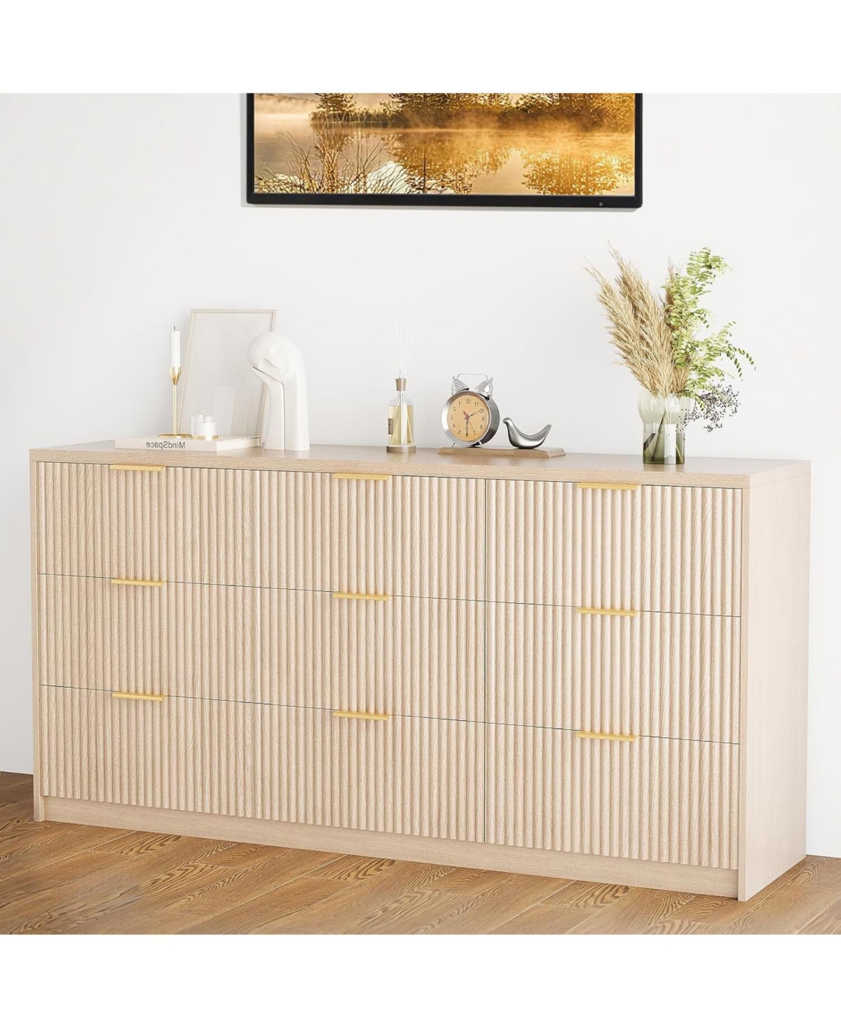 Click here for 9 Drawer Fluted Dresser for Bedroom  55" Wide... prices