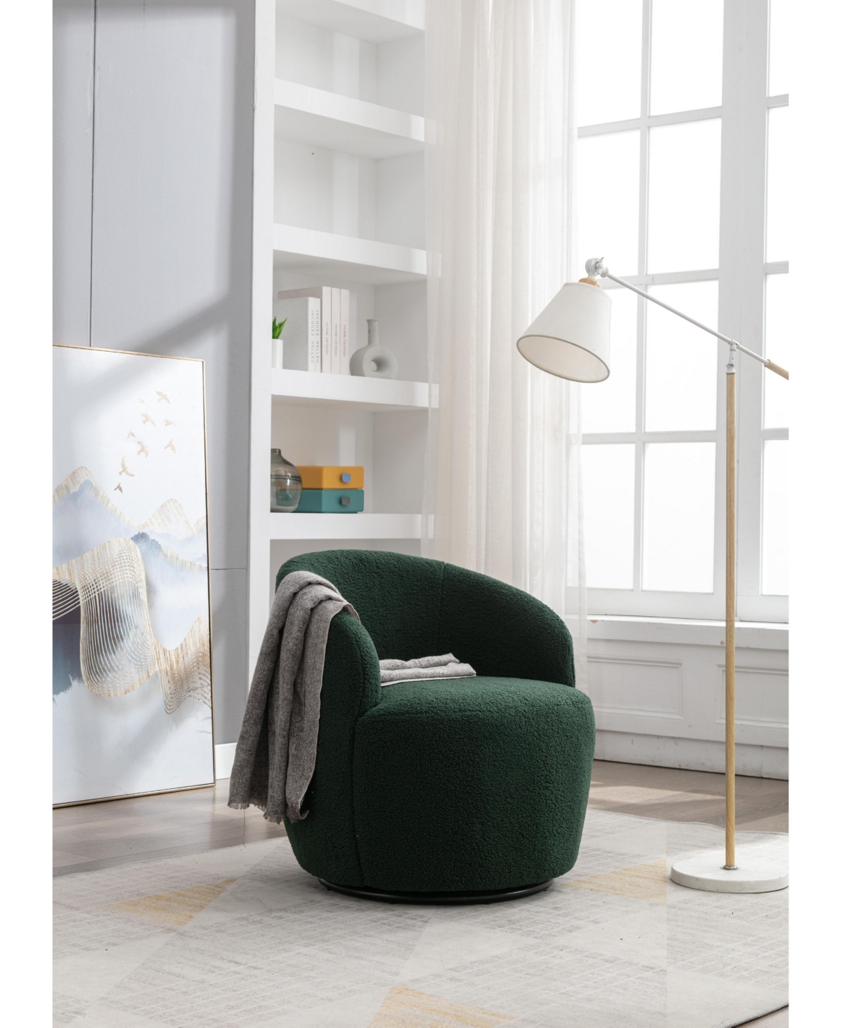 Click here for Cesicia Green Teddy Fabric Swivel Accent Armchair... prices