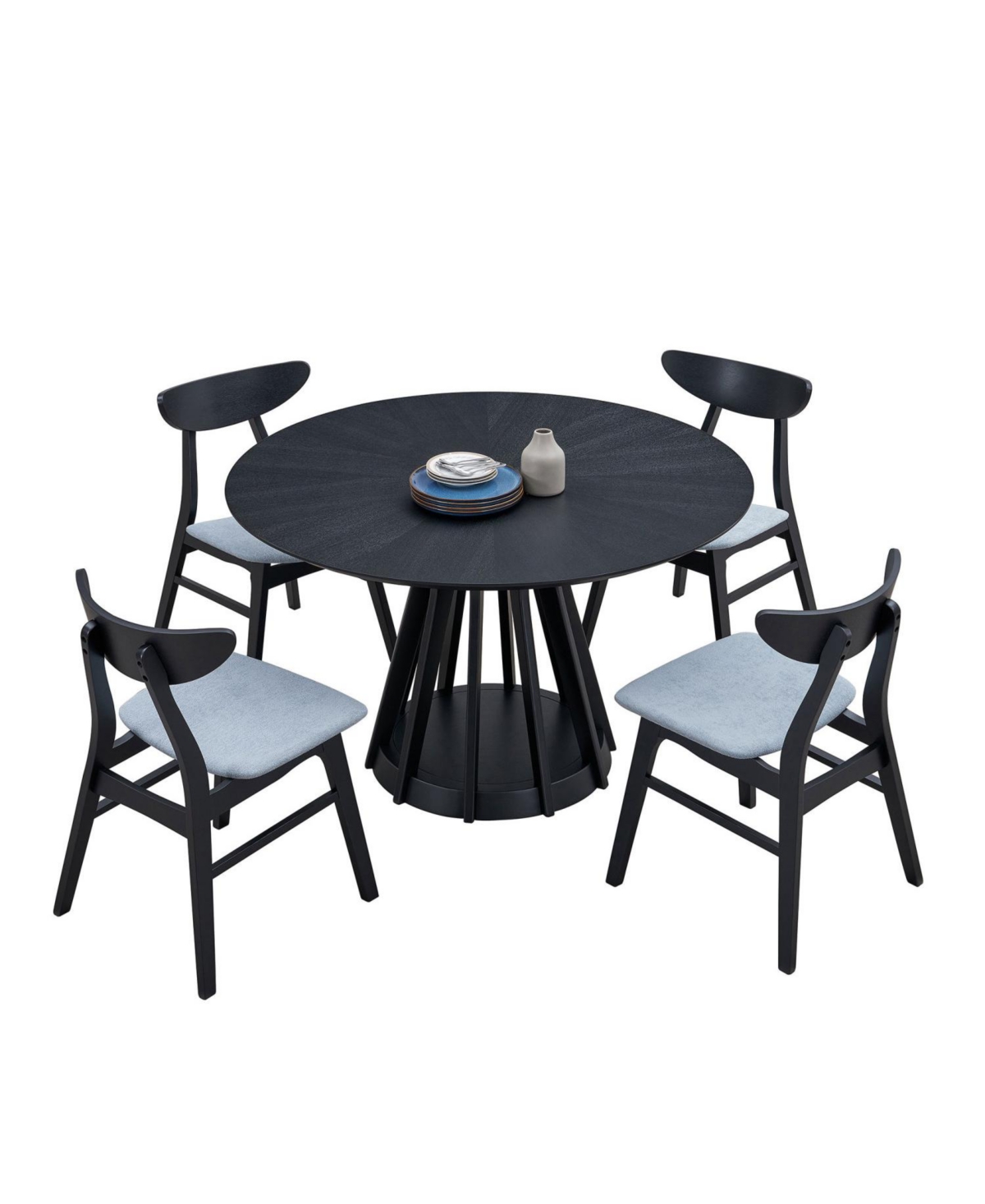 Click here for Streamdale Modern 5-Piece Dining Set Round Black T... prices