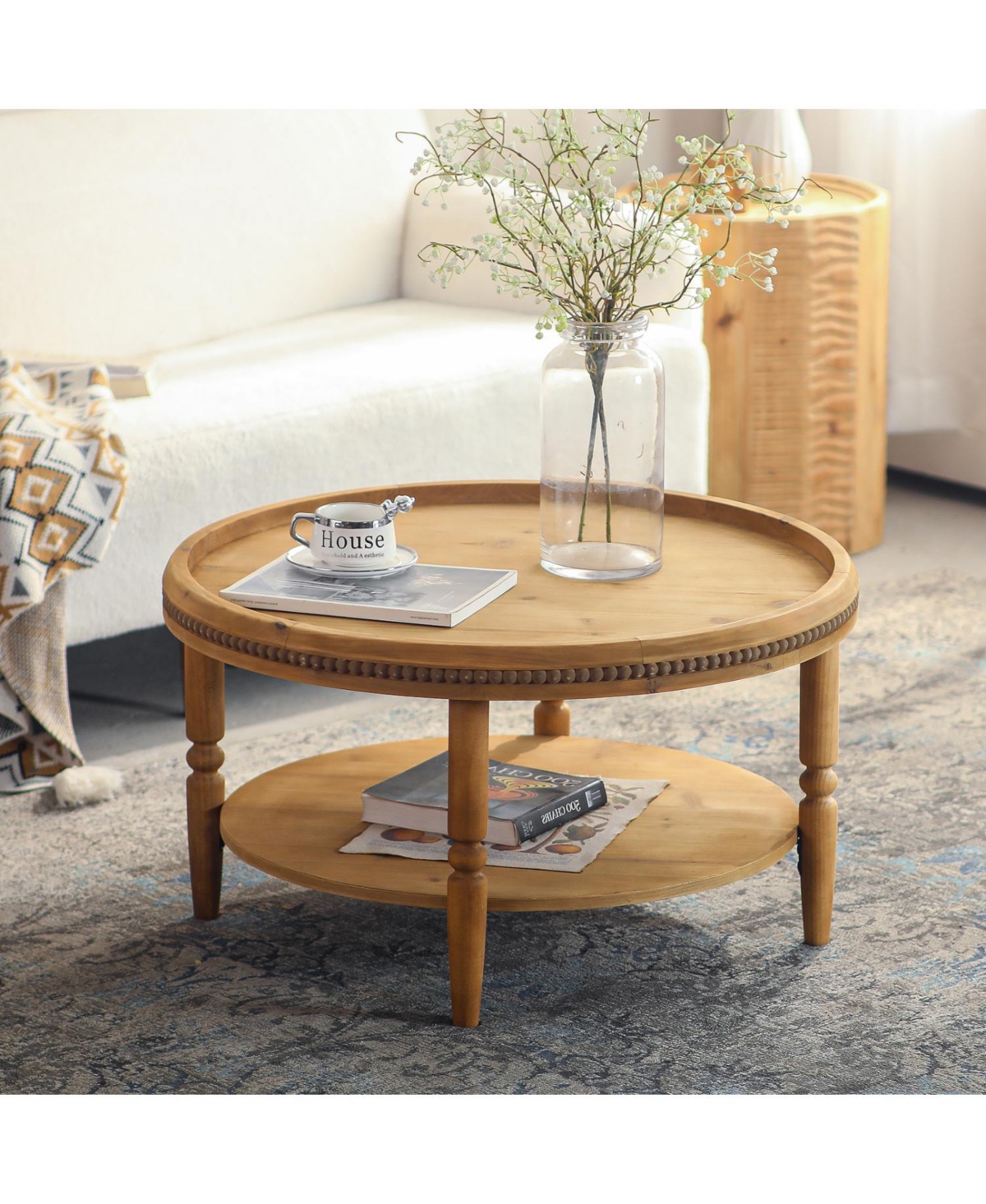 Click here for Streamdale 31" Round Boho Coffee Table - 2-Ti... prices