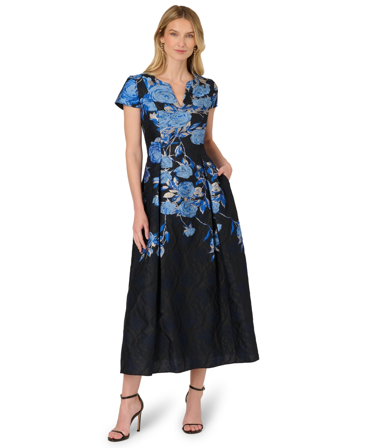 Click here for Adrianna Papell Womens Jacquard Tie-Front Ball Gow... prices