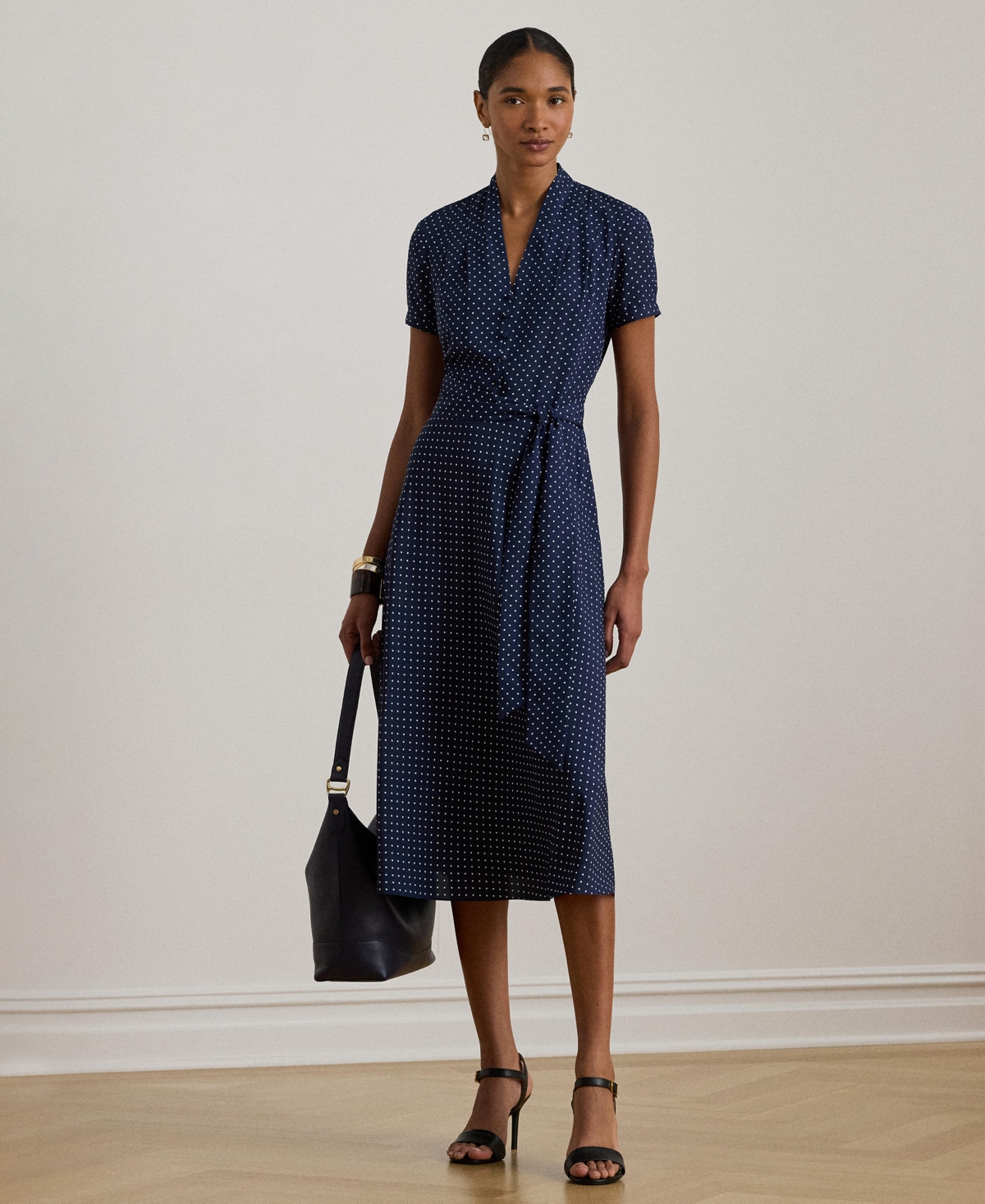 Click here for Lauren Ralph Lauren Womens Polka-Dot Belted Dress... prices