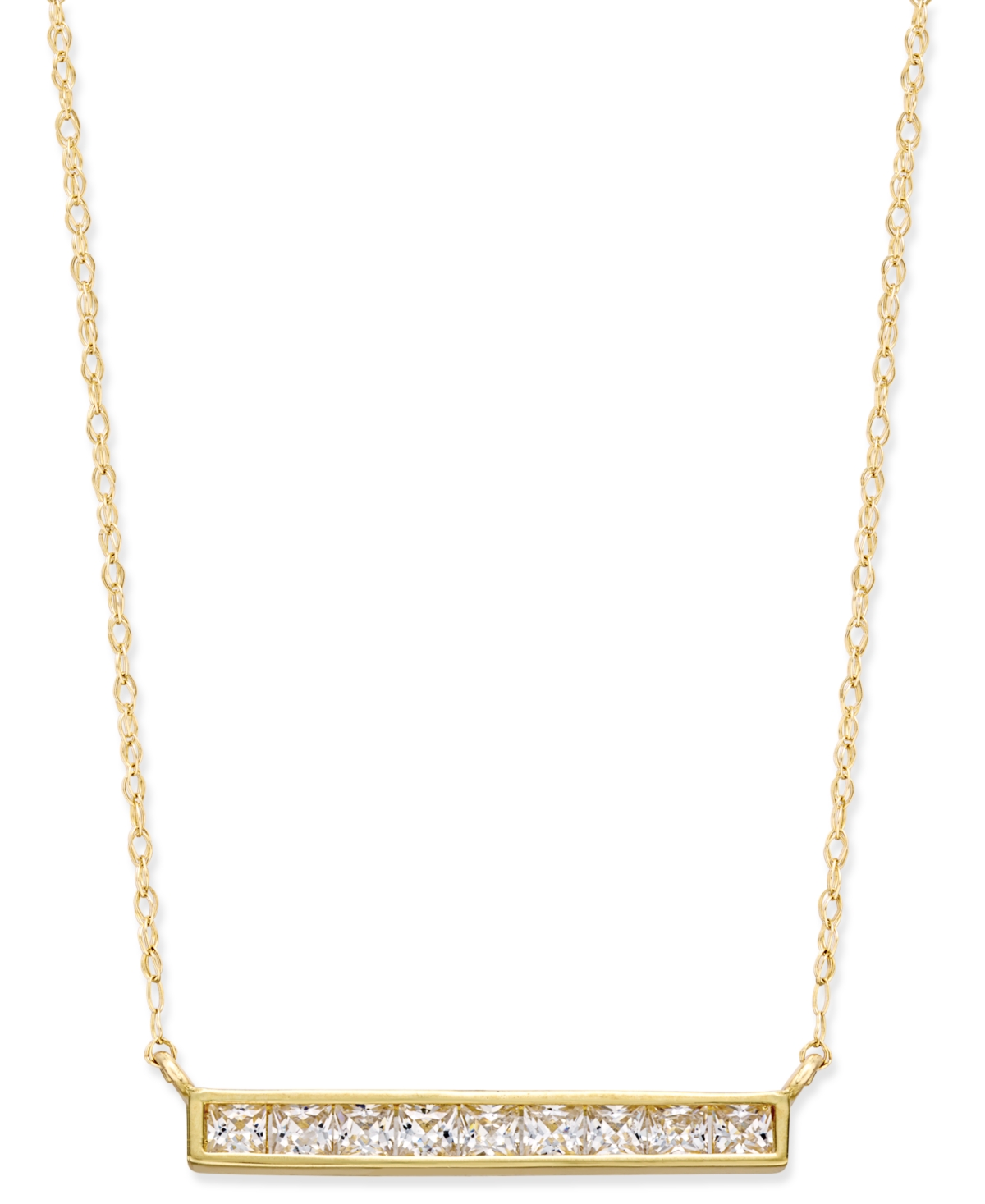 Click here for Cubic Zirconia Bar Pendant Necklace in 10k Gold -... prices
