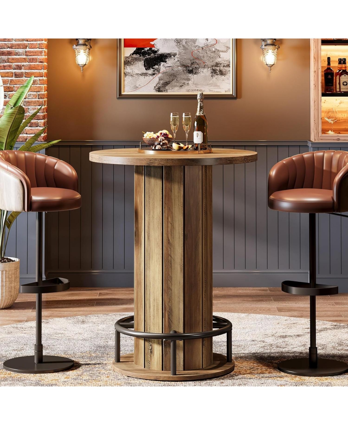 Click here for Tribesigns Round Bar Table  39.4 H Wood Bistro Pub... prices