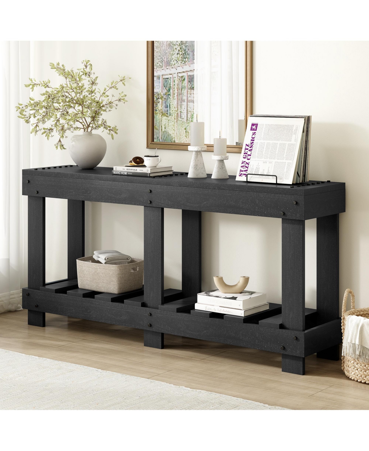 Click here for Lovmor 62.9 Vintage Entryway Table - Fir Solid Woo... prices