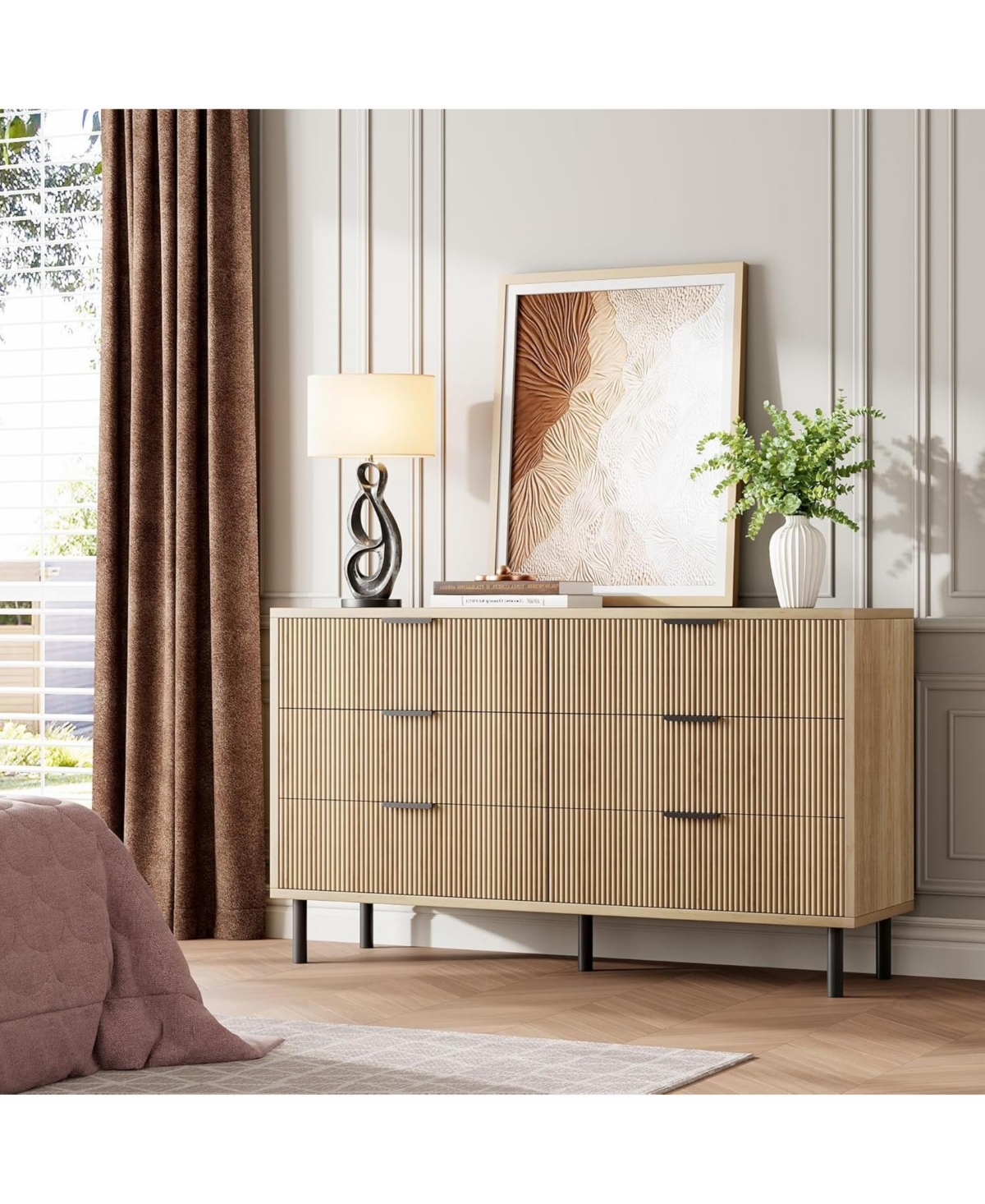 Click here for gaomon Oak Modern 6-Drawer Dresser with Metal Hand... prices