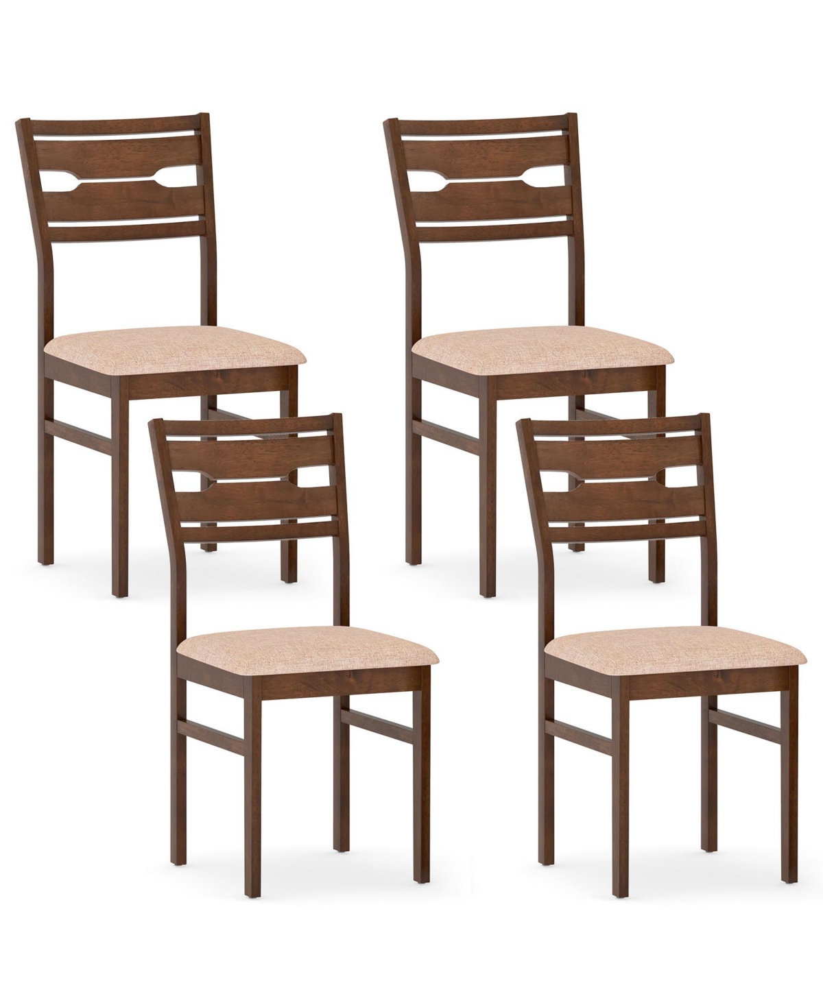 Click here for Gymax Dining Chair Set of 4 w/ Rubber Wood Frame P... prices