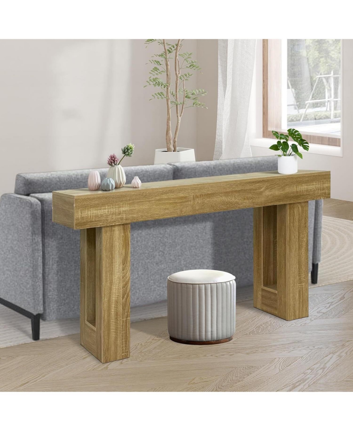 Click here for gaomon 63" Wood Console Table for Entryway  R... prices