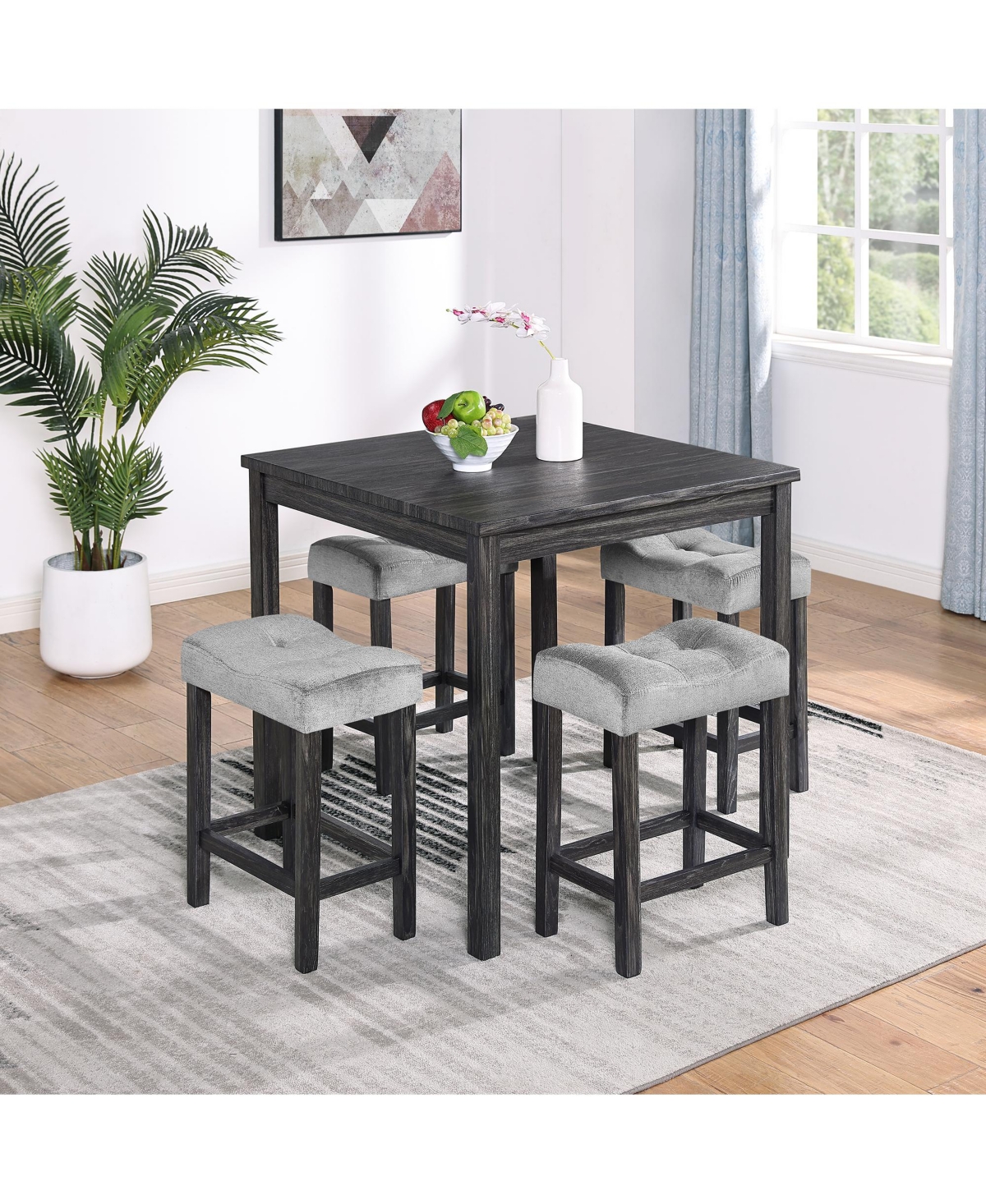 Click here for Flynama Industrial 5 Piece Dining Table Set with 4... prices
