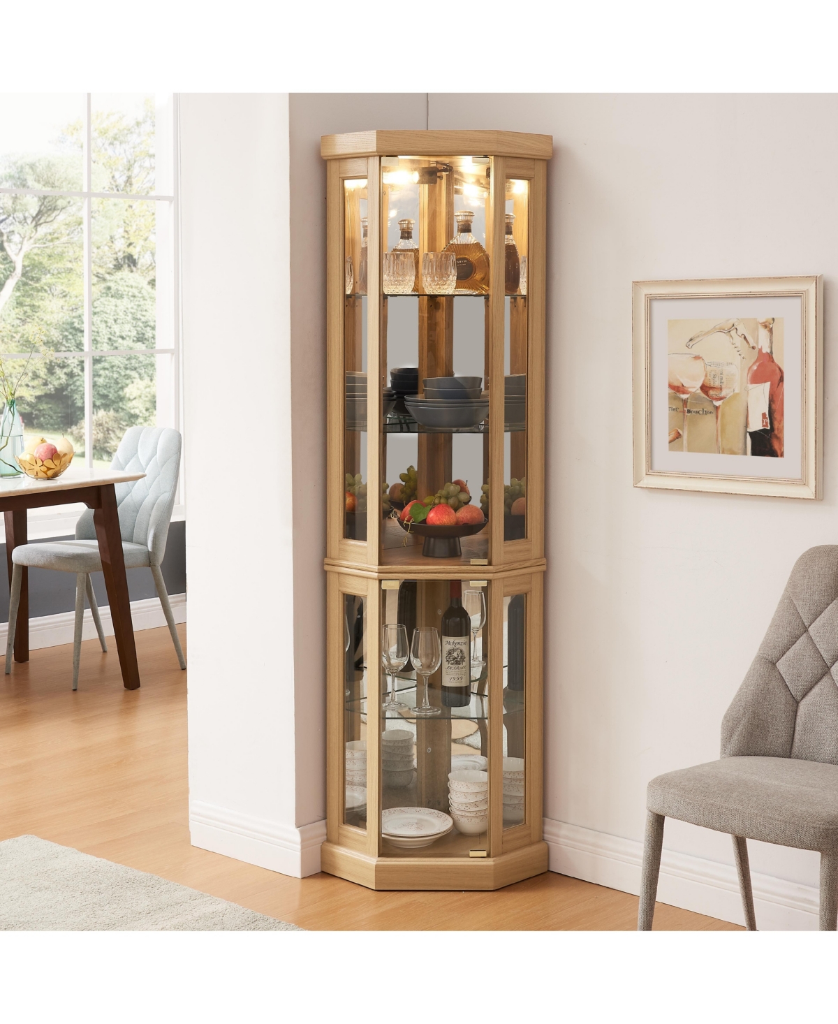 Click here for Lovmor Elegant Corner Curio Cabinet with Glass Doo... prices