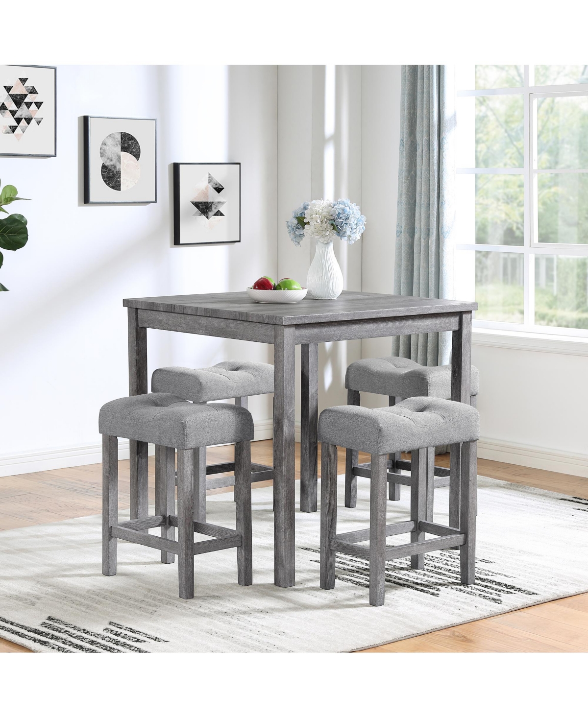 Click here for Flynama Industrial 5 Piece Dining Table Set with 4... prices