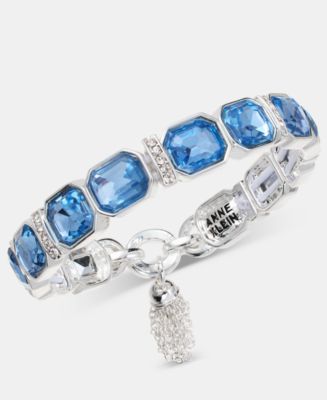 Anne Klein Pavé Bar & Emerald-Cut Stone Stretch Bracelet - Macy's