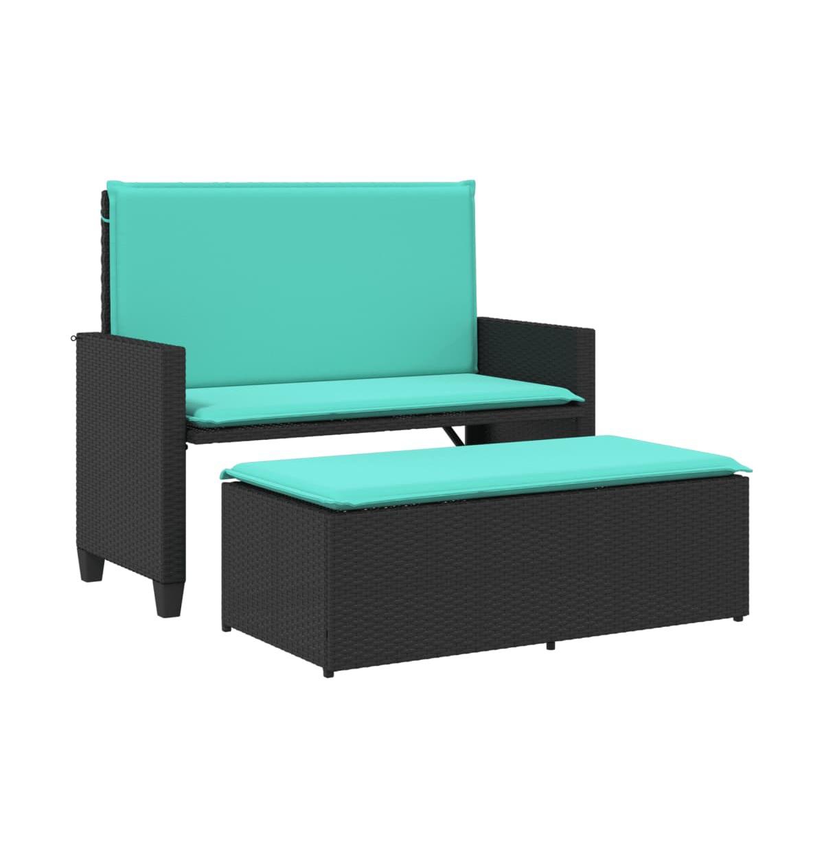 Click here for vidaXL Patio Bench with Cushions and Footstool Bla... prices